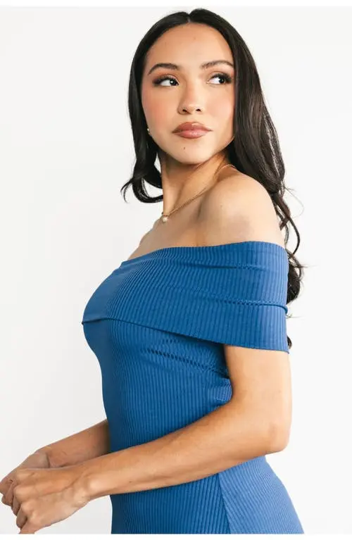 BALTIC BØRN Baltic Born Ribbed Off-the-shoulder Midi Dress