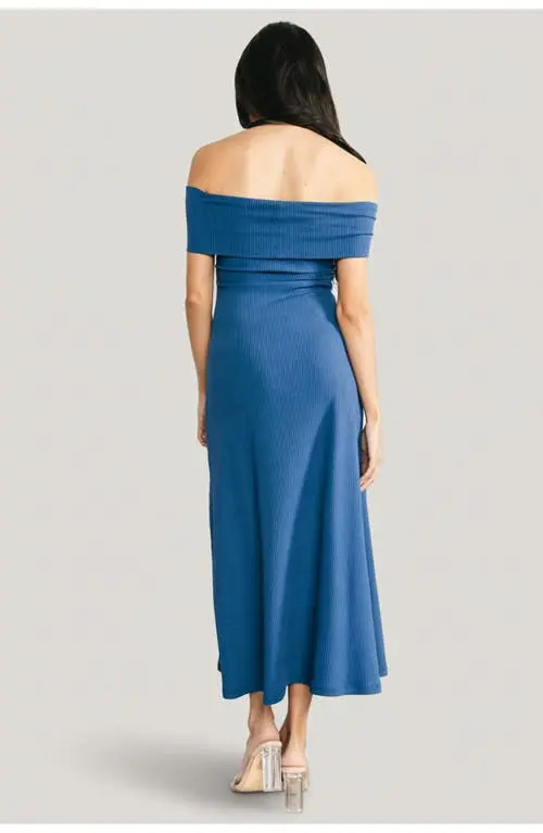 BALTIC BØRN Baltic Born Ribbed Off-the-shoulder Midi Dress
