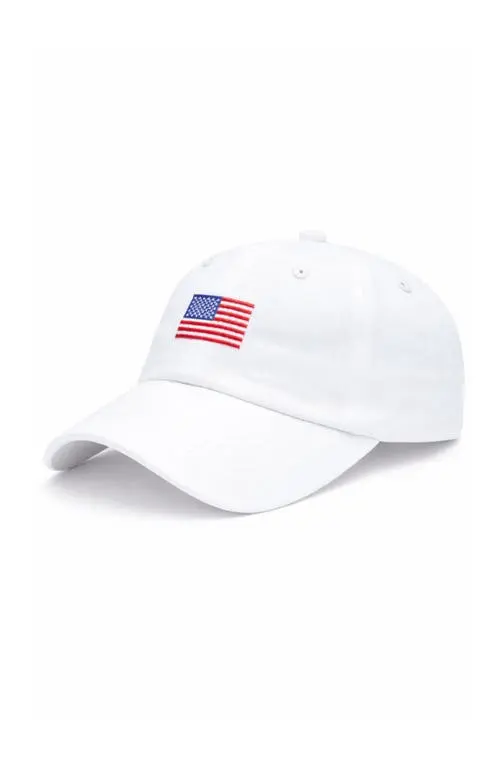 BITS & BOWS American Flag Baseball Hat - White