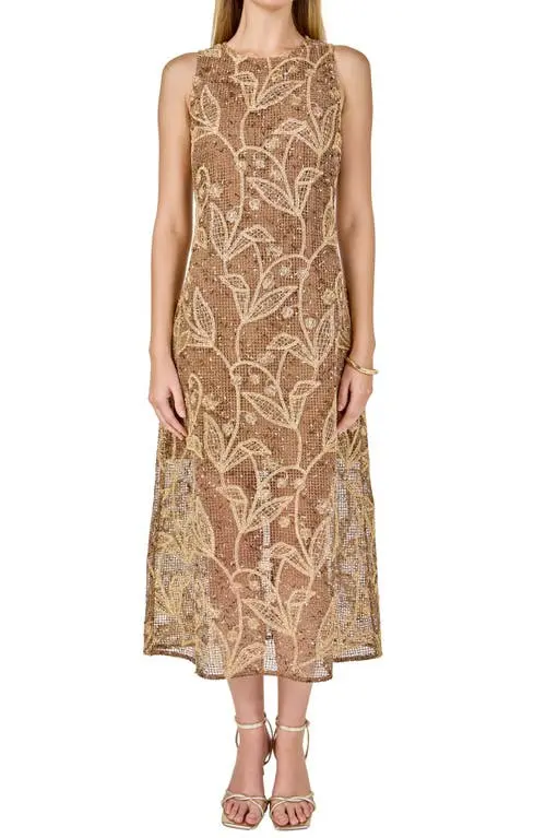Endless Rose Sleeveless Mesh Midi Dress