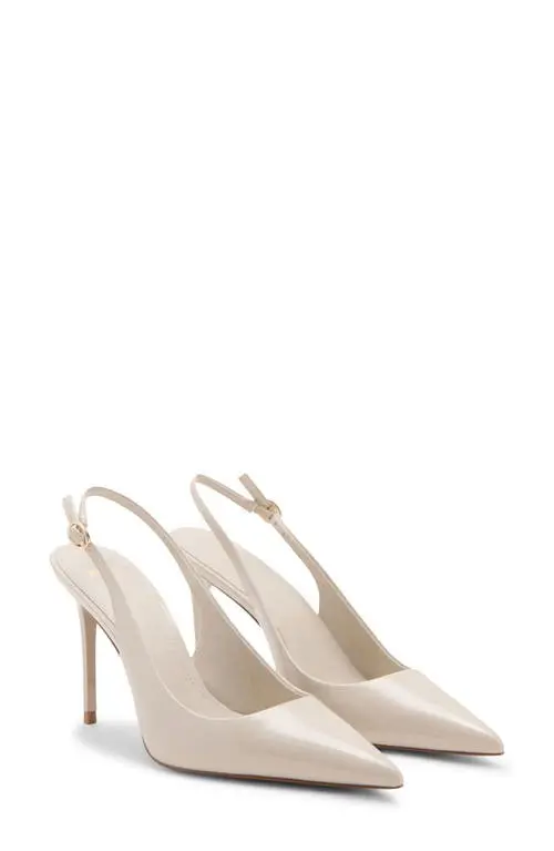Mango Pointed Toe Slingback Stiletto Pumps - Ecru