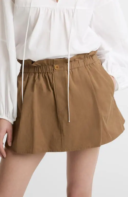 Vince Mid-rise Paperbag Waist Skort - Almondine