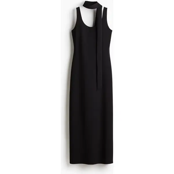 H&m Fitted Maxi Dress With Scarf