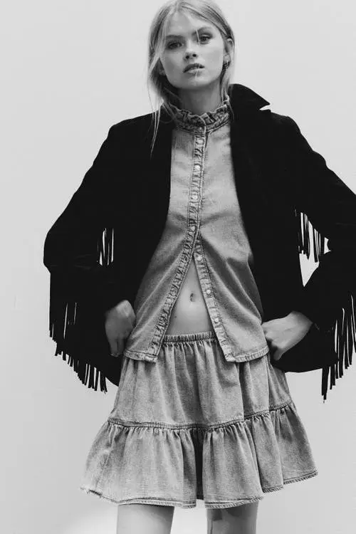 H&m Tiered Flounced Mini Skirt