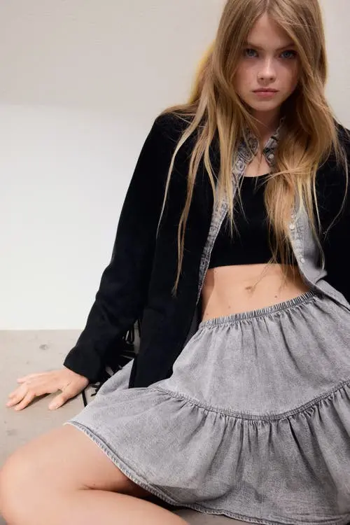 H&m Tiered Flounced Mini Skirt