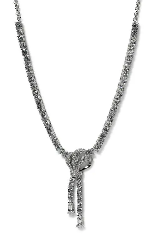 Nadri Eros Knot Y-necklace With Cubic Zirconia - Rhodium