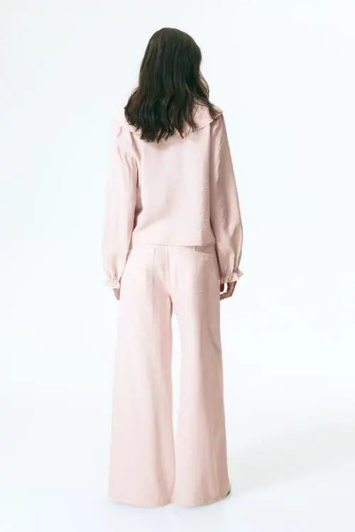 H&m Wide Leg Jeans In Supersoft Denim - Light Pink