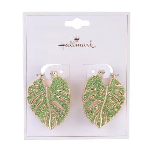 HALLMARK Stone Palm Hoop Earrings