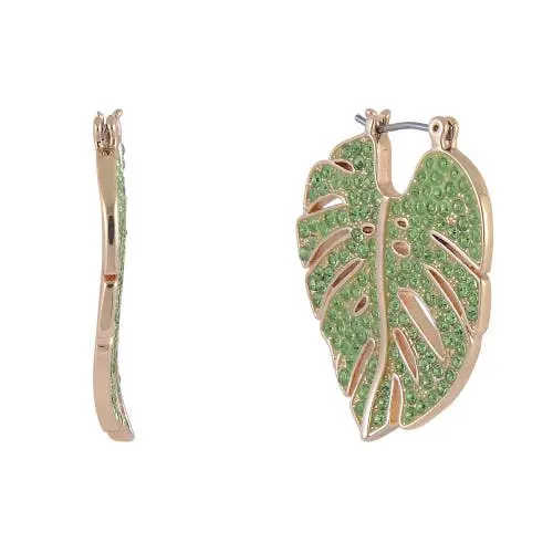 HALLMARK Stone Palm Hoop Earrings - Green