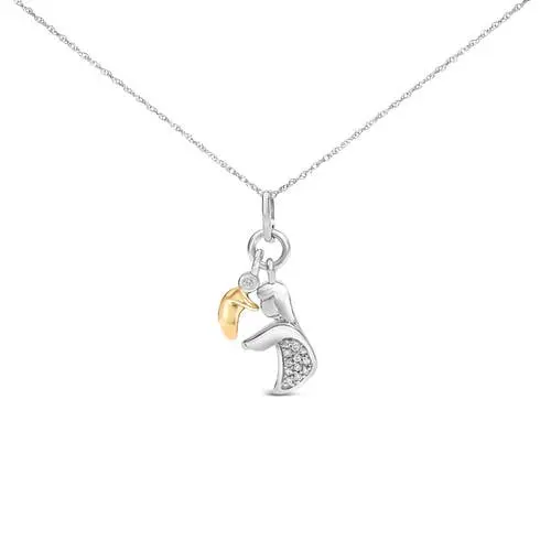 HAUS OF BRILLIANCE 14k Yellow Gold Plated Sterling Diamond Accent Mom And Child Pendant Necklace - Silver