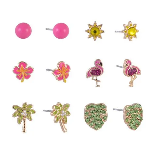 HALLMARK 6-piece Island Theme Stud Earring Set - Multicolored