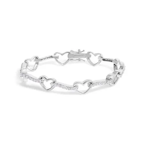 HAUS OF BRILLIANCE 10k 2.0 Cttw Diamond Heart Link Bracelet - White Gold
