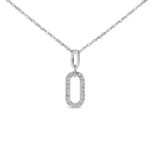 HAUS OF BRILLIANCE 14k Diamond Accent Paperclip Pendant Necklace - White Gold