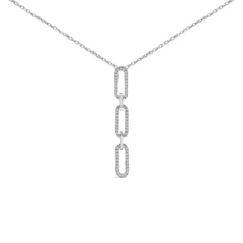 HAUS OF BRILLIANCE 14k Diamond Triple Paper Clip Pendant Necklace - White Gold