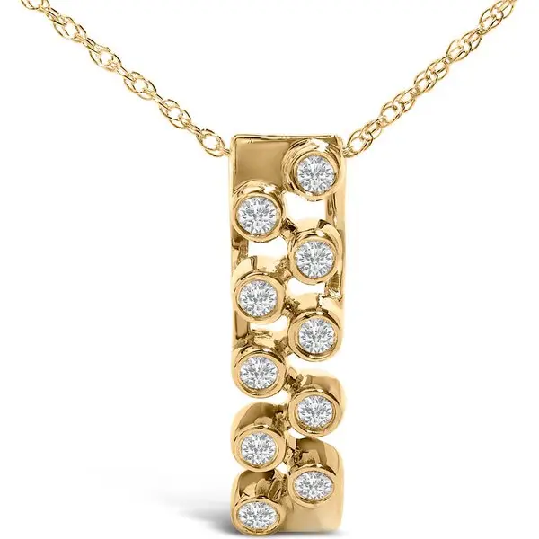 HAUS OF BRILLIANCE 14k Diamond Bar Pendant Necklace - Yellow Gold