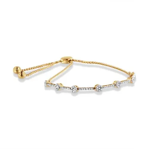 HAUS OF BRILLIANCE 14k Gold Plated Sterling Silver 1/3 Cttw Diamond Slider Link Bolo Bracelet - Yellow Gold Over Silver