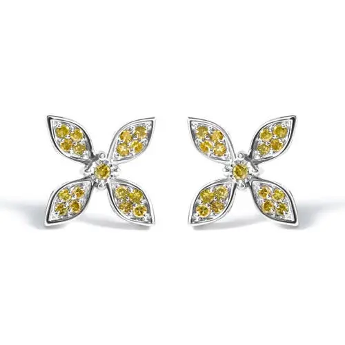 HAUS OF BRILLIANCE Sterling Treated Diamond Floral Stud Earrings - Silver