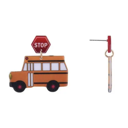 HALLMARK Acrylic School Bus Drop Earrings