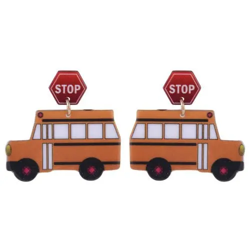 HALLMARK Acrylic School Bus Drop Earrings