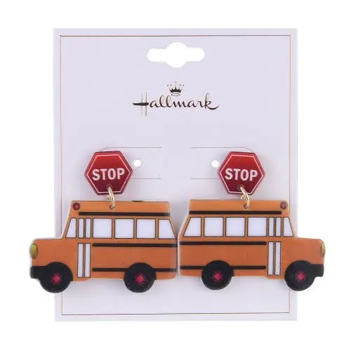 HALLMARK Acrylic School Bus Drop Earrings