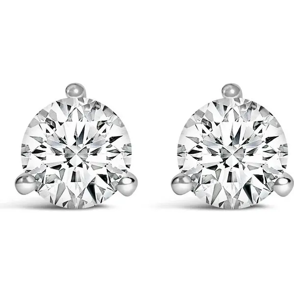 HAUS OF BRILLIANCE 14k 3.0 Carat Lab-grown Diamond Solitaire Stud Earrings - White Gold