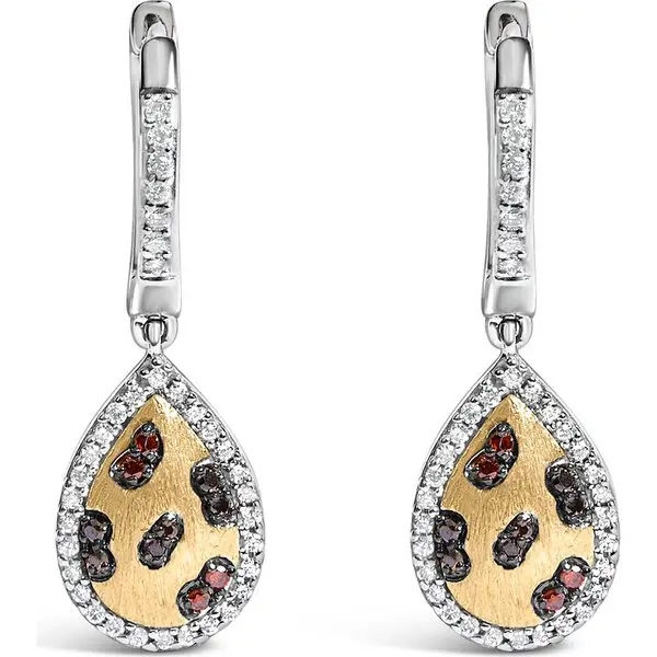 HAUS OF BRILLIANCE 10k Yellow Gold Plated Sterling Multi-color Diamond Dangle Earrings - Silver