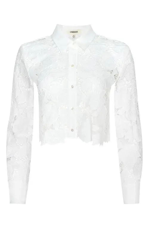 L'Agence Seychelle Cutwork Cropped Shirt - Ivory