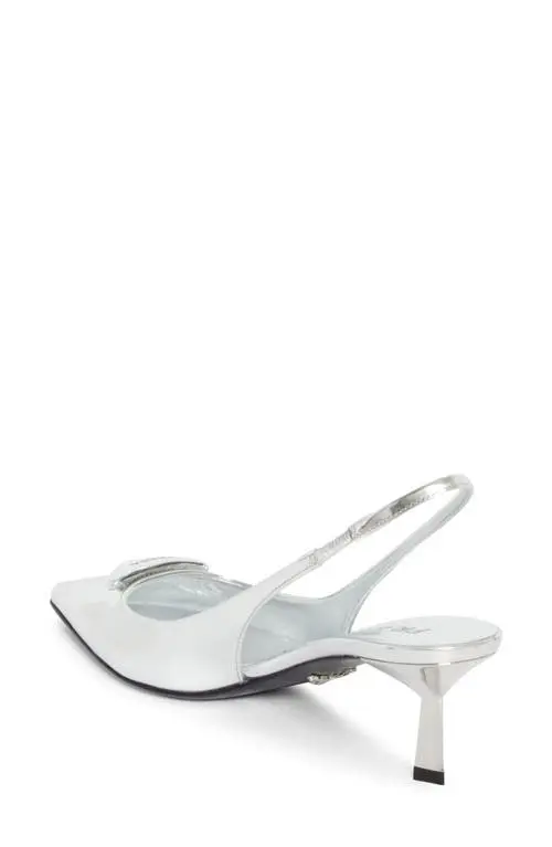 Prada Pointed Toe Metallic Kitten Heel Slingback Pumps