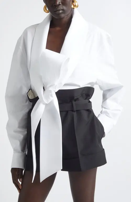 Saint Laurent Lavalliere Plunge Neck Top
