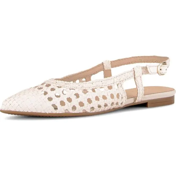 Gabor Pointed Toe Slingback Flat - Creme