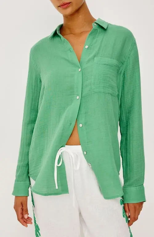 Rails Ellis Organic Cotton Gauze Button-up Shirt - Clover