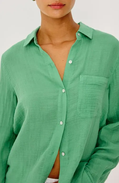 Rails Ellis Organic Cotton Gauze Button-up Shirt - Clover