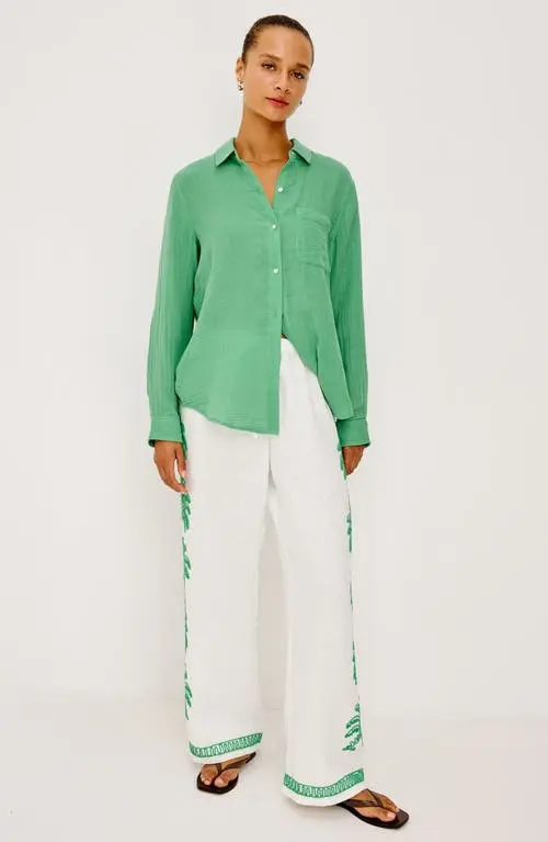 Rails Ellis Organic Cotton Gauze Button-up Shirt - Clover