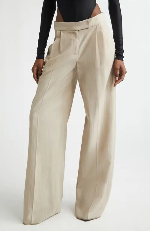 LAQUAN SMITH Shimmer Pinstripe Wide Leg Trousers