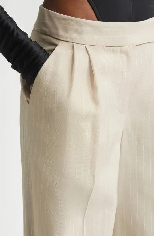 LAQUAN SMITH Shimmer Pinstripe Wide Leg Trousers