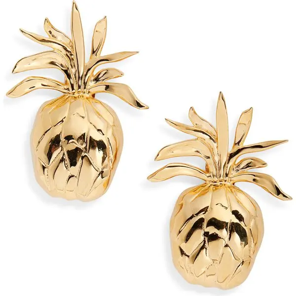Oscar De La Renta Small Pineapple Clip-on Earrings - Gold