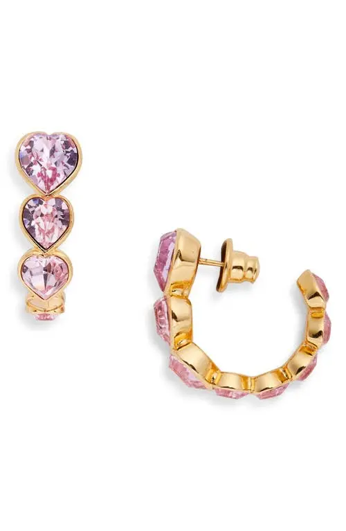 Oscar De La Renta Crystal Heart Hoop Earrings - Rose