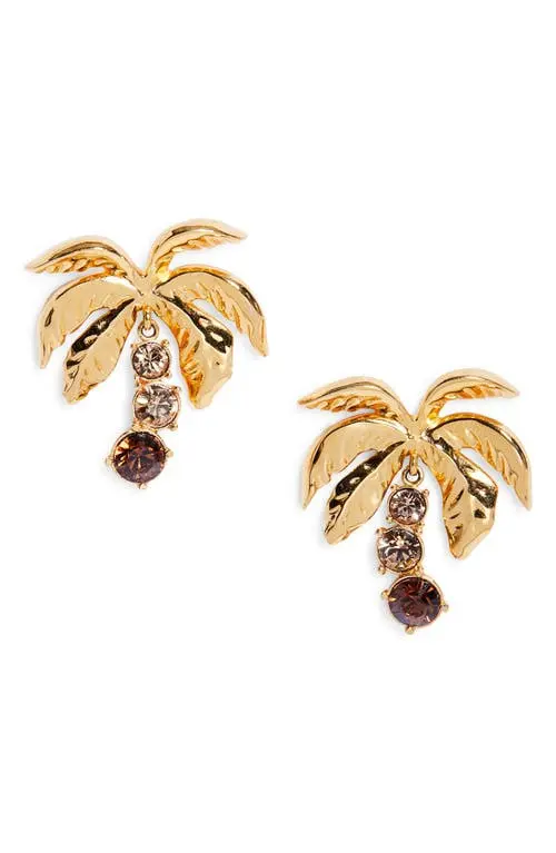Oscar De La Renta Palm Tree Crystal Clip-on Earrings - Topaz