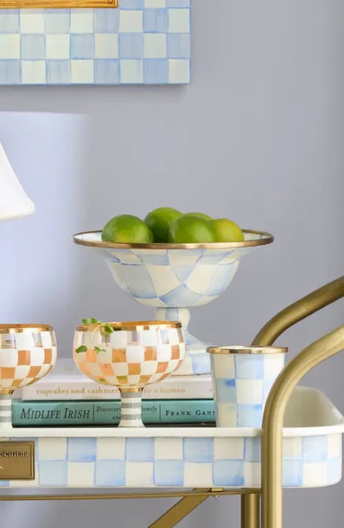 MACKENZIE-CHILDS Small Compote Bowl - Sky Check