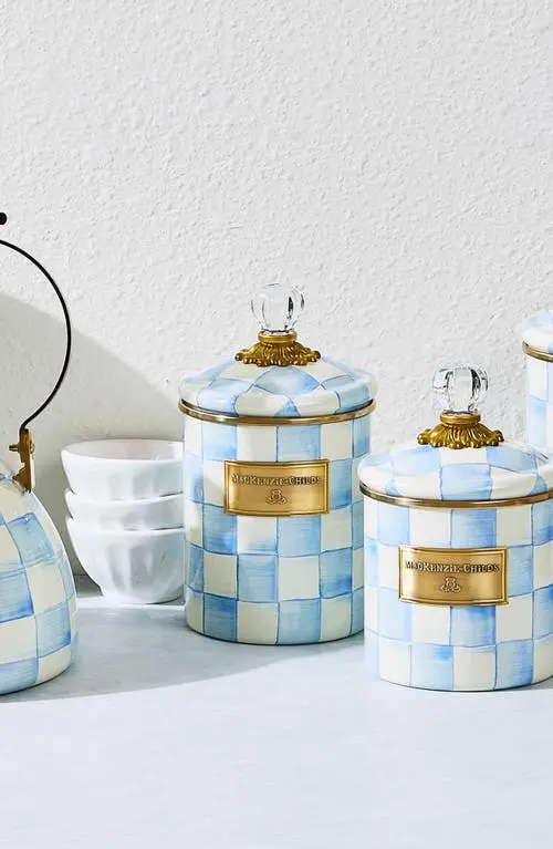 MACKENZIE-CHILDS Medium Enameled Steel Canister - Sky Check