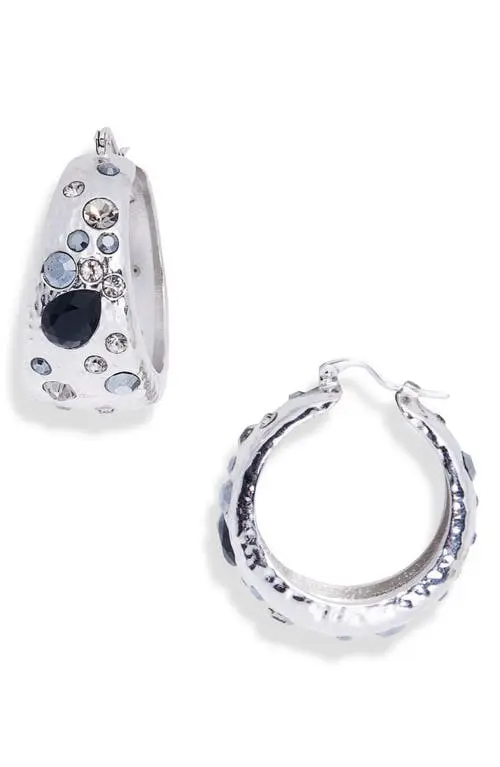 Oscar De La Renta Embellished Crystal Hoop Earrings - Black Diamond