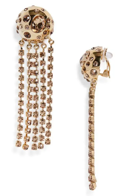Oscar De La Renta Crystal Fringe Chandelier Clip-on Earrings - Topaz