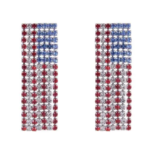 HALLMARK American Flag Rhinestone Dangle Earrings
