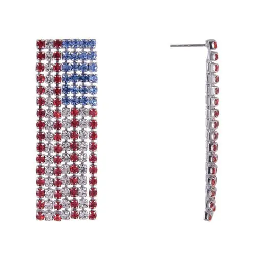 HALLMARK American Flag Rhinestone Dangle Earrings