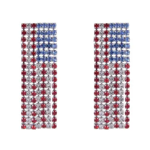HALLMARK American Flag Rhinestone Dangle Earrings