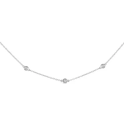 HAUS OF BRILLIANCE 14k 1/2 Cttw Bezel Set Diamond Station Necklace - White Gold