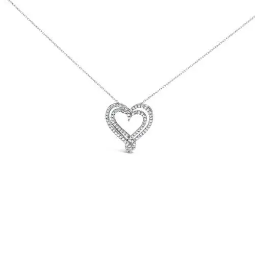 HAUS OF BRILLIANCE Sterling 1/2 Cttw Diamond Heart Pendant Necklace - Silver