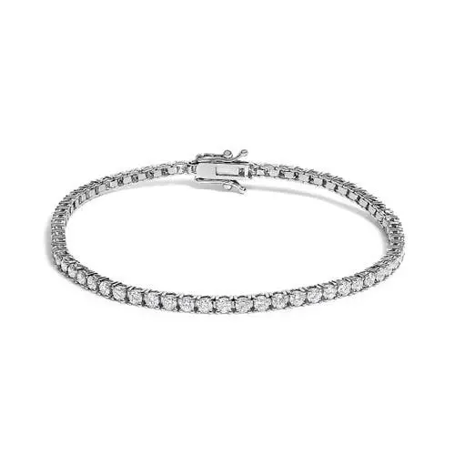 HAUS OF BRILLIANCE 14k Gold 3.00 Ctw Round Diamond Tennis Bracelet - White Gold