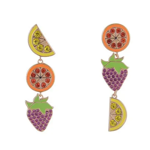 HALLMARK Enamel And Crystal Fruit Drop Earrings