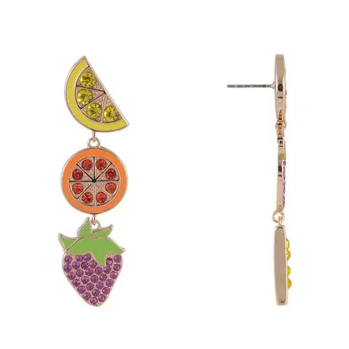 HALLMARK Enamel And Crystal Fruit Drop Earrings